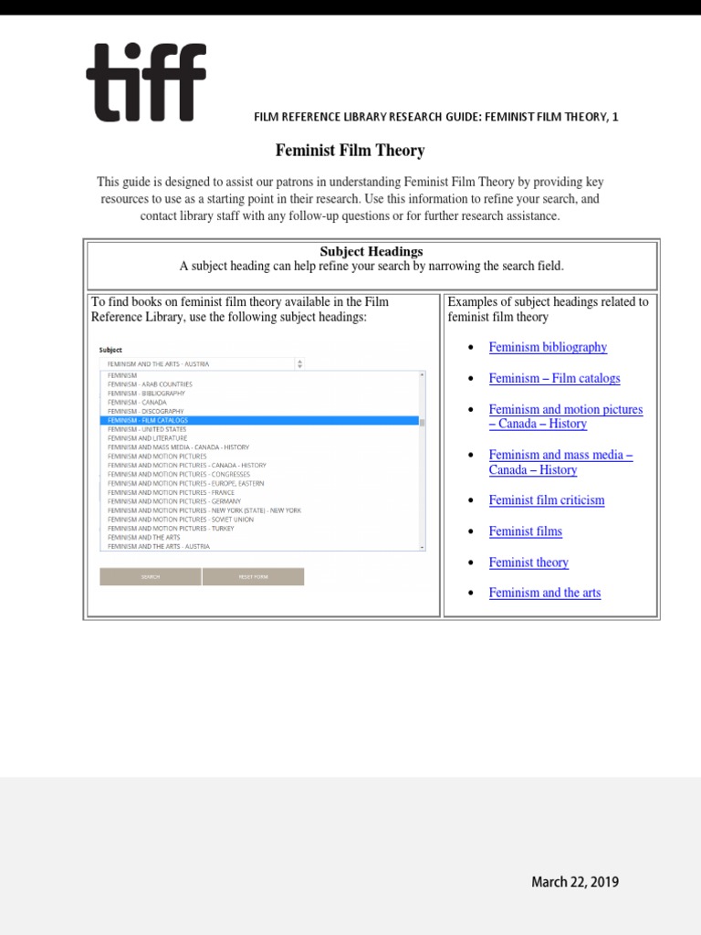 Guide to Feminist Film Theory Resources | PDF | Feminism | Gender Studies