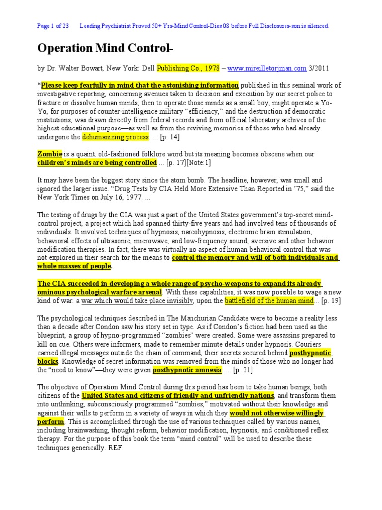 Cert Operation Mind Control | PDF | Hypnosis | Electroencephalography