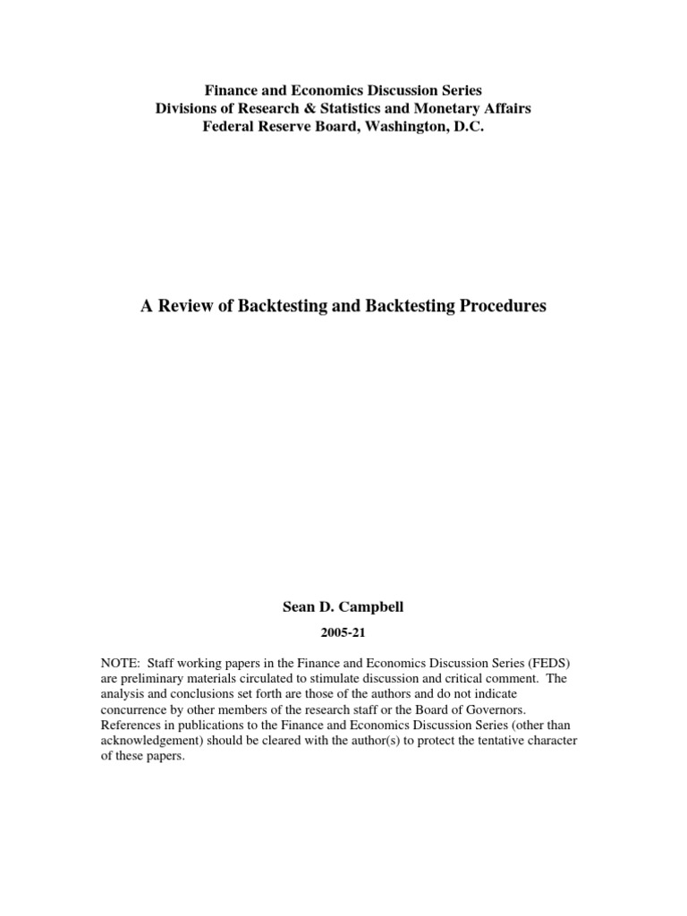 Var Backtesting For Risk Managers Pdf Finance Money Management