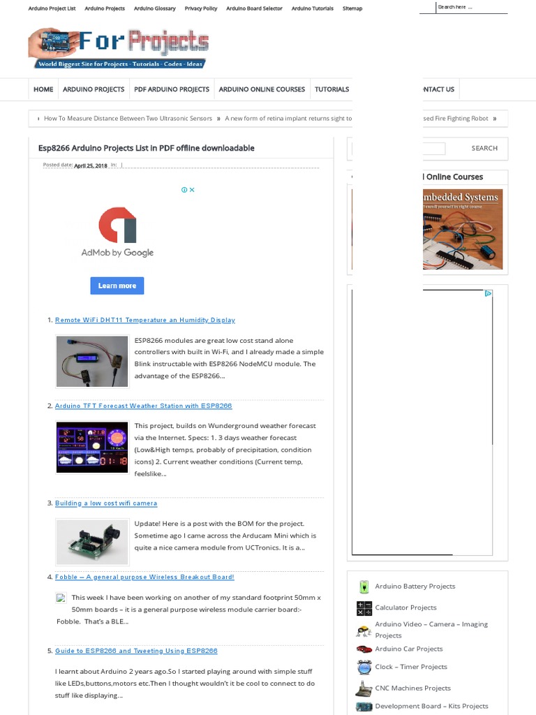 Esp8266 Arduino Projects List in PDF Offline Downloadable 1 | PDF ...