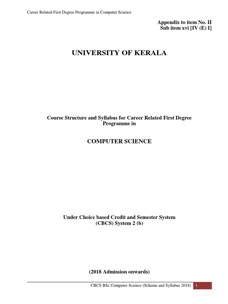 BSC CS 2018 Admission Syllabus | PDF | Relational Database | Computer ...