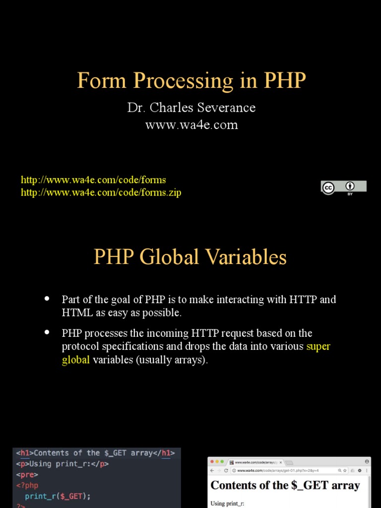 Form Processing in PHP: Dr. Charles Severance | PDF | Hypertext Transfer Protocol | Internet & Web