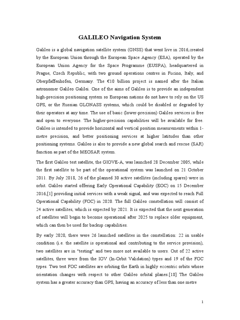 GALILEO Navigation System | PDF | Global Positioning System | Navigation