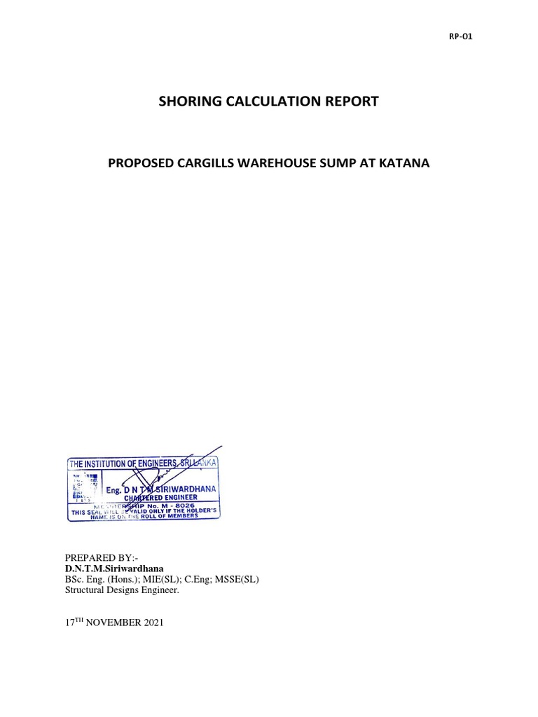 Cargills Warehouse Shoring Calculations | PDF | Geotechnical ...