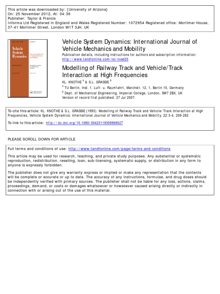 Vehicle System Dynamics: International Journal of Vehicle Mechanics and ...