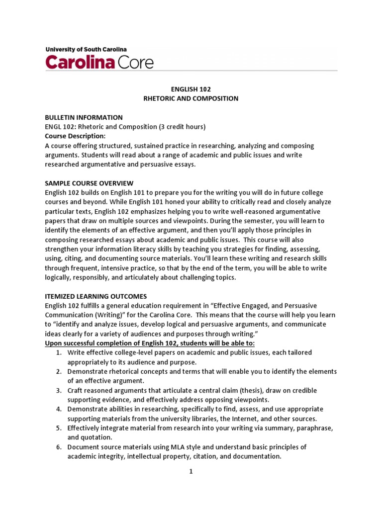 Engl 102 | PDF | Rhetoric | Essays