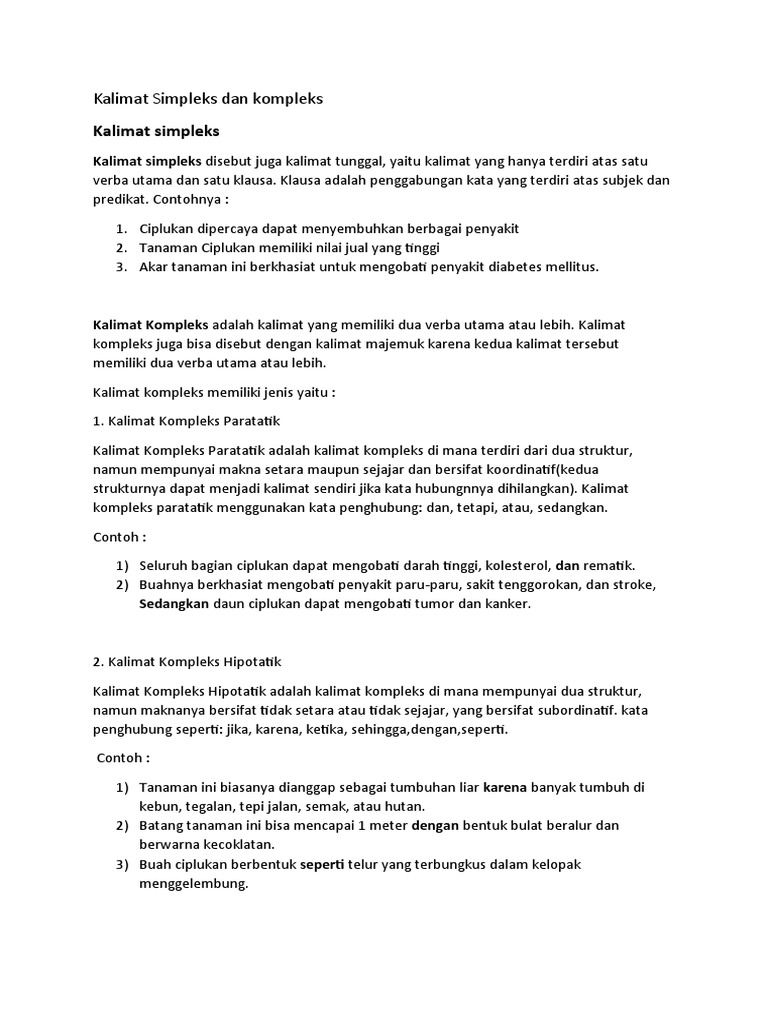 Kalimat Simpleks Dan Kompleks | PDF