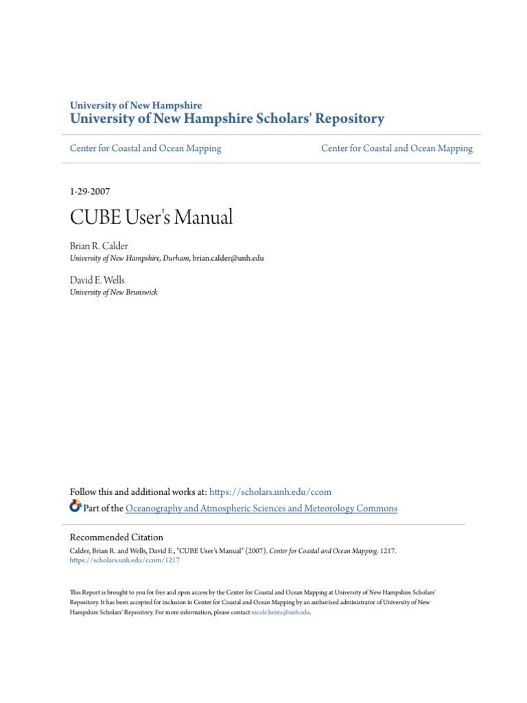 CUBE User's Manual: University of New Hampshire Scholars' Repository ...