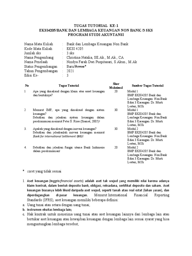 Aset & Sistem Keuangan EKSI4205 | PDF