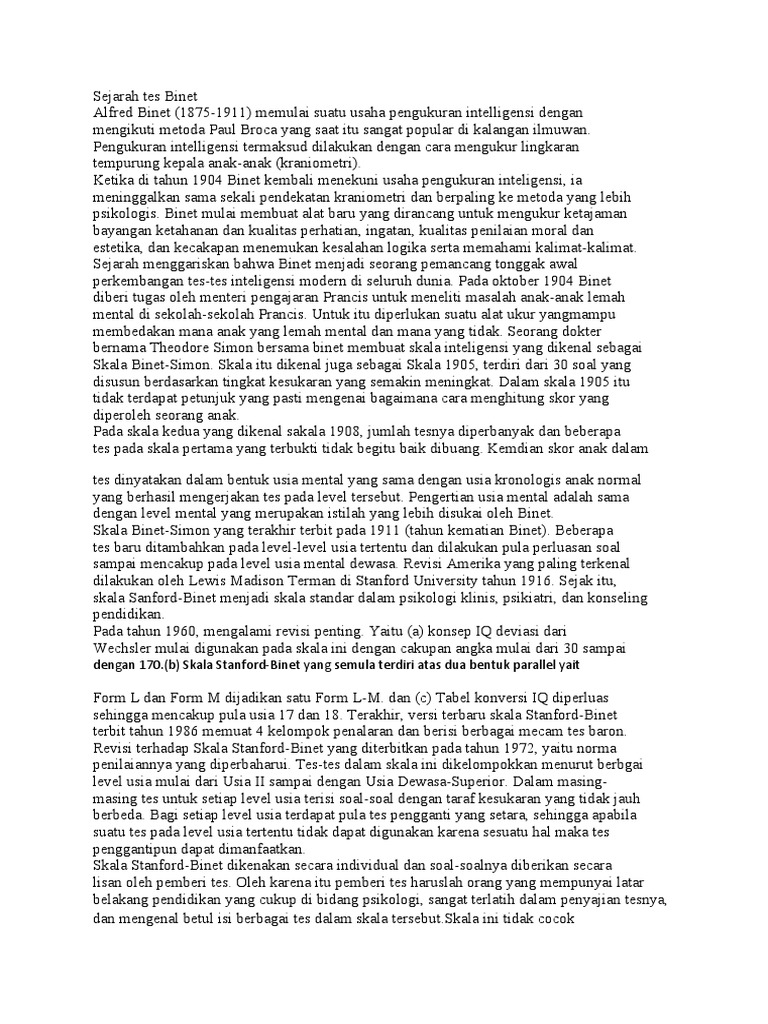 Sejarah Tes Binet | PDF
