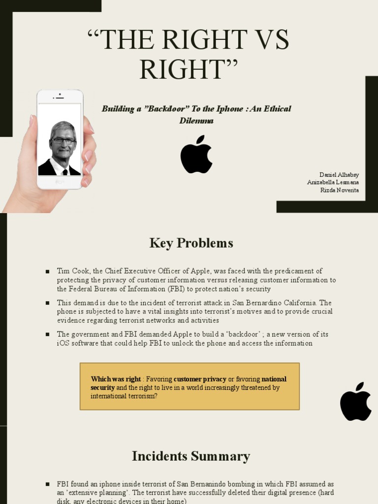 Building A "Backdoor" To The Iphone: An Ethical Dilemma | PDF | Ios ...
