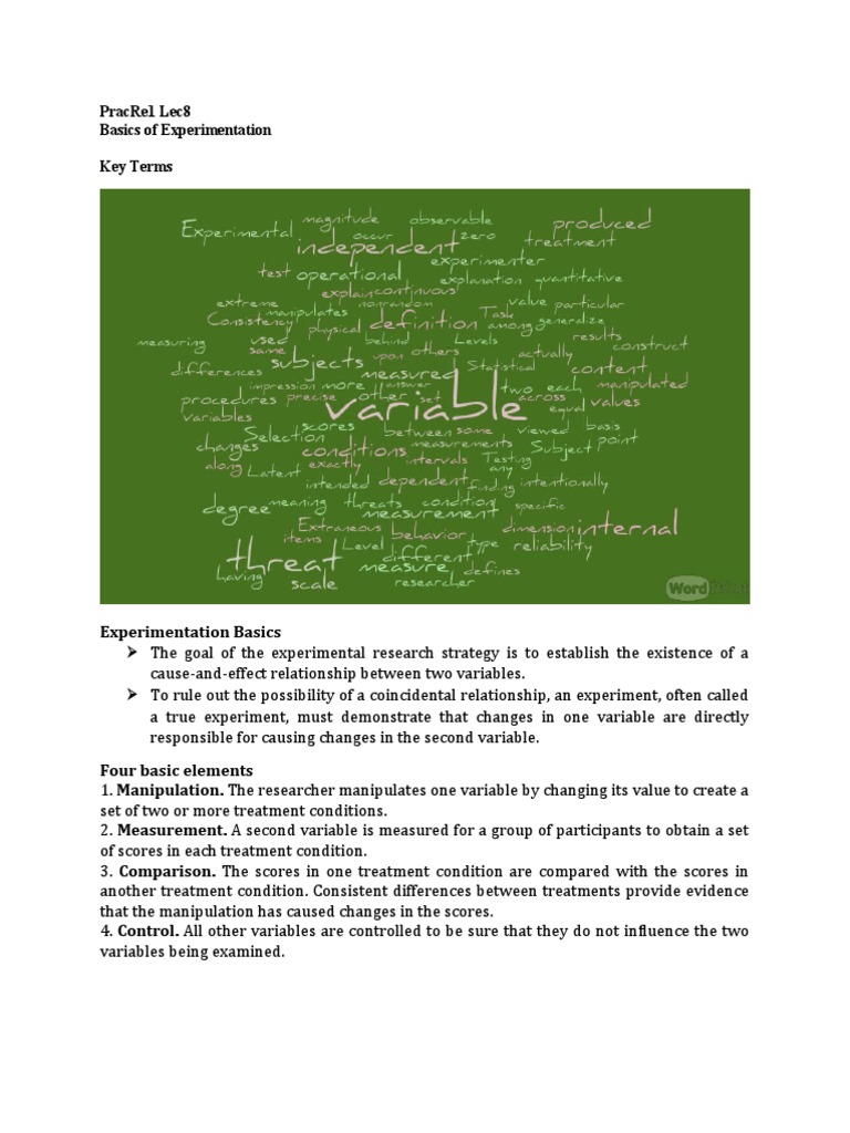 Pracre1 Lec8 Basics of Experimentation Key Terms | PDF | Experiment ...