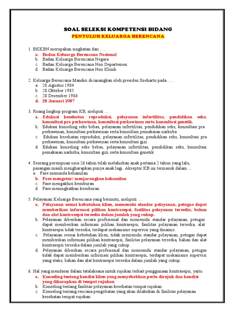Latihan 26. Soal SKB Penyuluh KB | PDF
