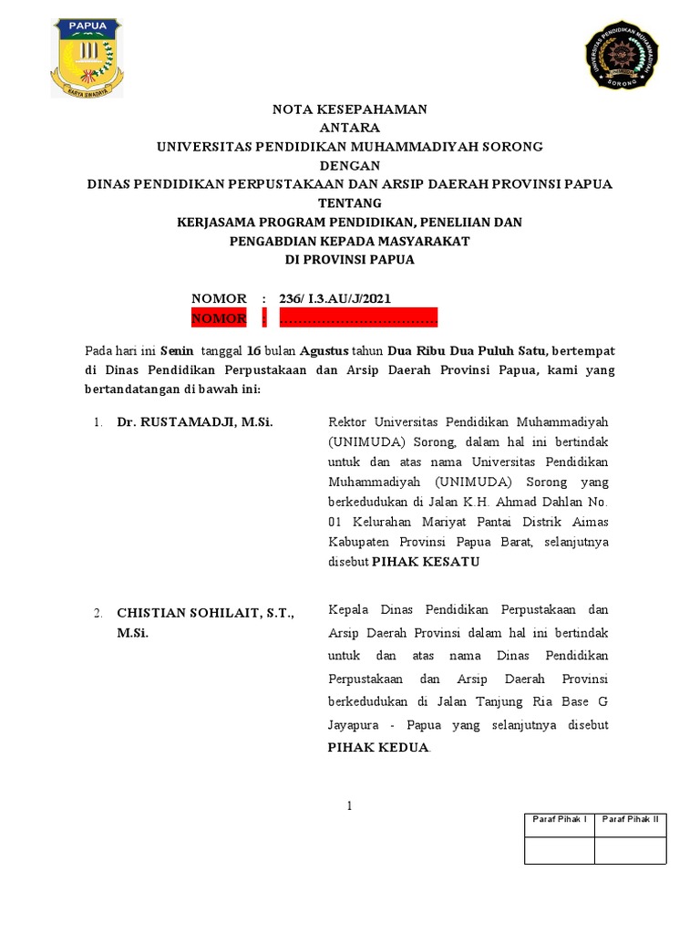 Mou Dppad Papua | PDF