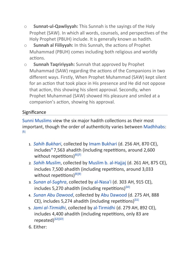 Classification and Authentication of Prophetic Traditions: An Overview ...