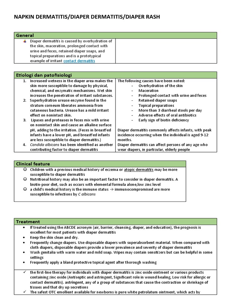 Napkin Dermatitis/Diaper Dermatitis/Diaper Rash: General | PDF ...