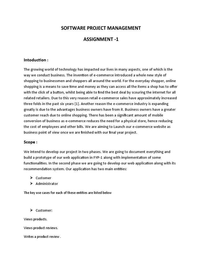 Software Project Management Assignment - 1: Intoduction | Descargar ...