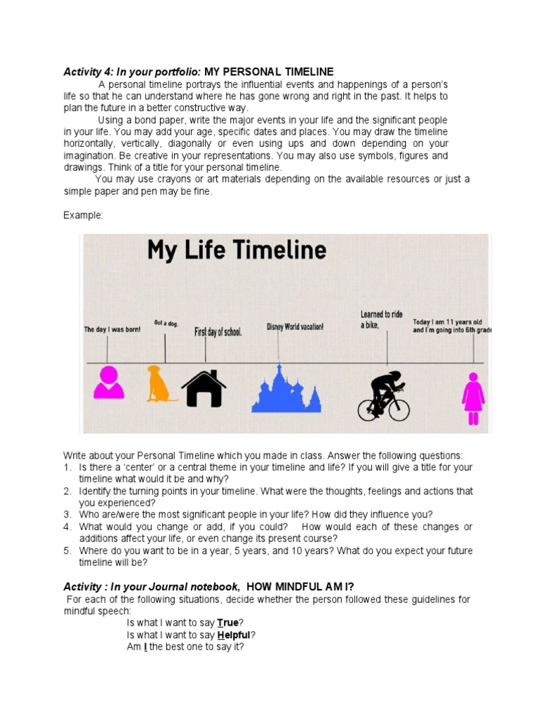 Activity 4: in Your Portfolio: MY PERSONAL TIMELINE | PDF