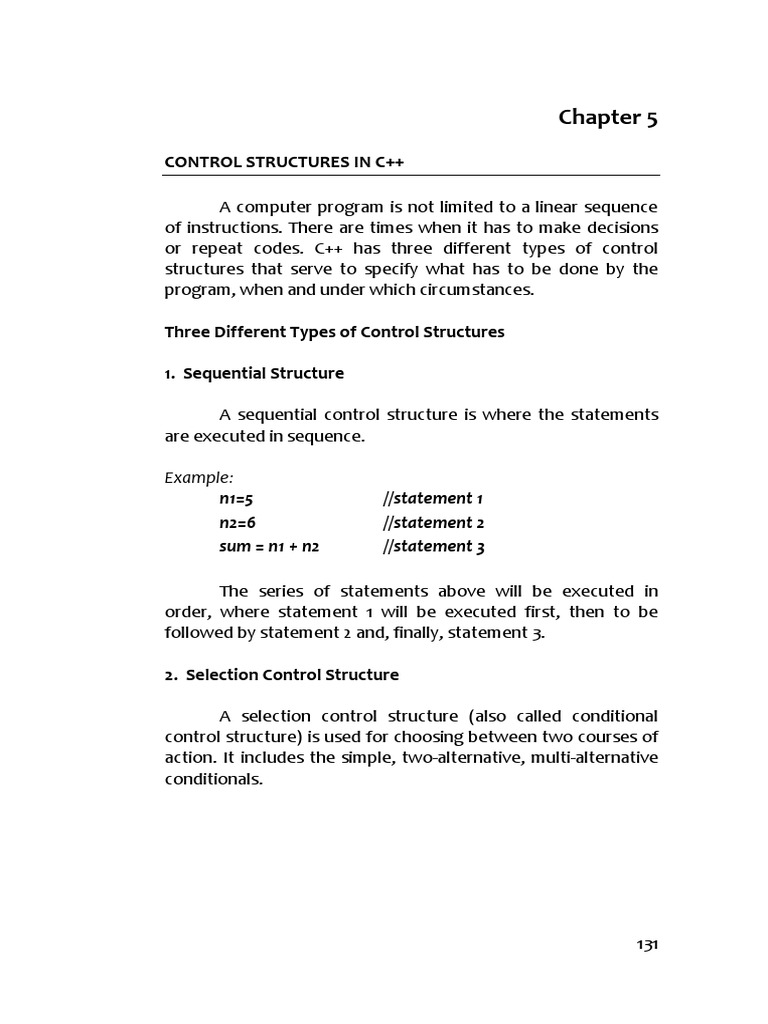 Control Structures in C++: Example | PDF
