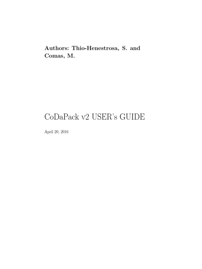Codapack V2 User'S Guide: Authors: Thio-Henestrosa, S. and Comas, M | PDF | Microsoft Excel ...