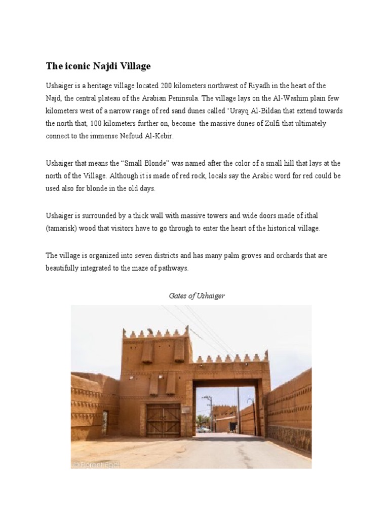 The Iconic Najdi Village: Gates of Ushaiger | PDF | Riyadh | House Of Saud