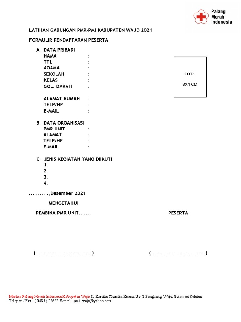 Formulir Pendaftaran PMR 2021 | PDF