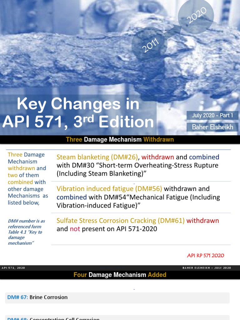 Key Changes in API 571-2020 Part 1 | PDF | Stainless Steel | Corrosion