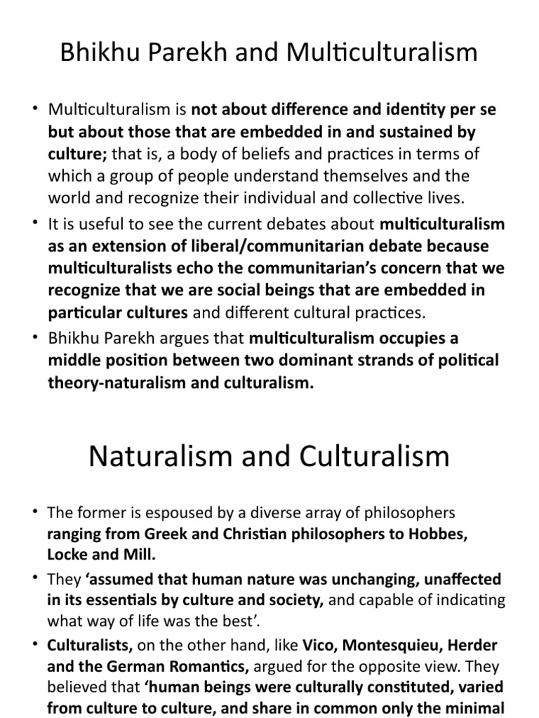 Bhikhu Parekh and Multiculturalism | PDF | Multiculturalism | Liberalism