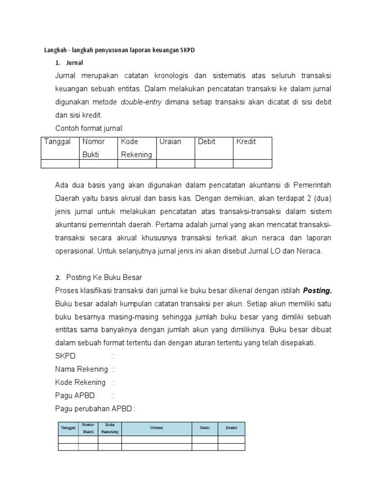 Langkah - Langkah Penyusunan Laporan Keuangan SKPD | PDF