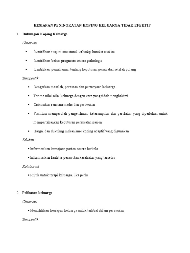 Kesiapan Peningkatan Koping Keluarga Tidak Efektif | PDF