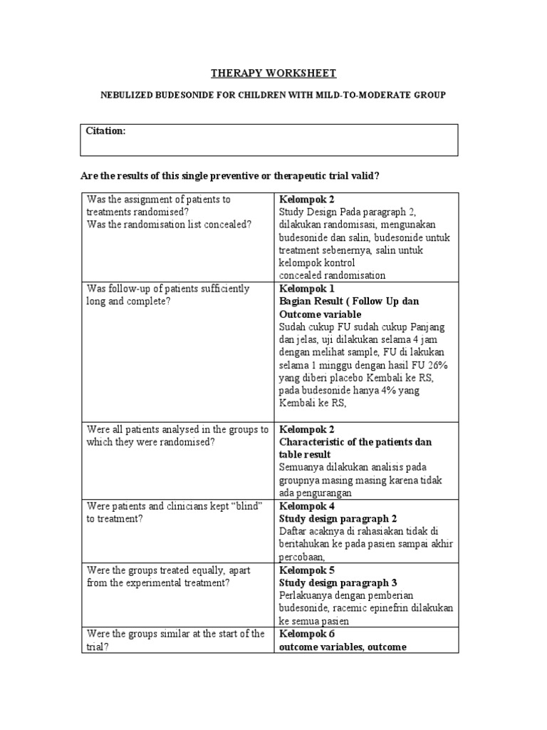 Therapy Worksheet | PDF