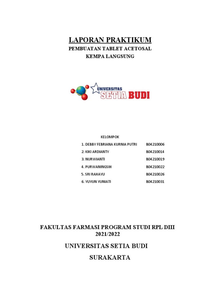 Pembuatan Tablet Acetosal Kempa Langsung | PDF | Kesehatan Holistik