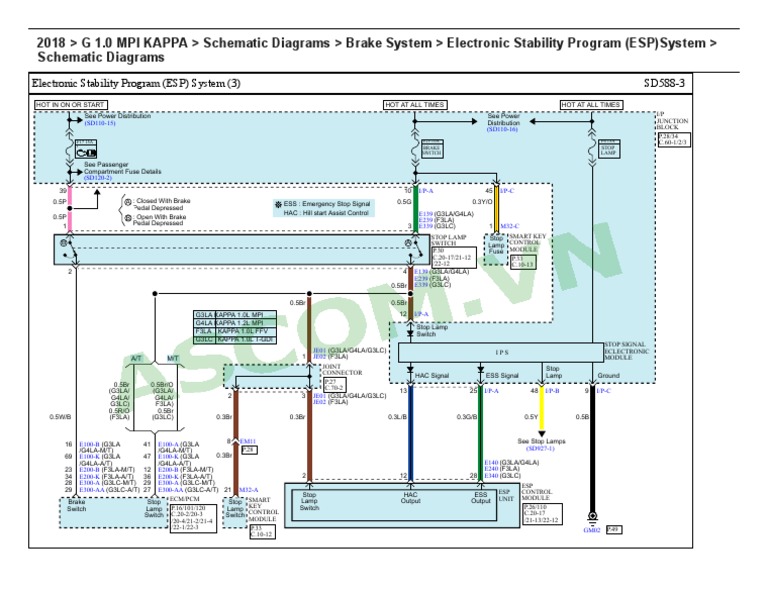 2018 G 1.0 MPI KAPPA Schematic Diagrams Brake System Electronic ...