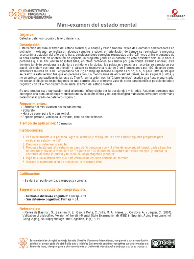 19 MiniMental | PDF | Neuropsicología | Sicología