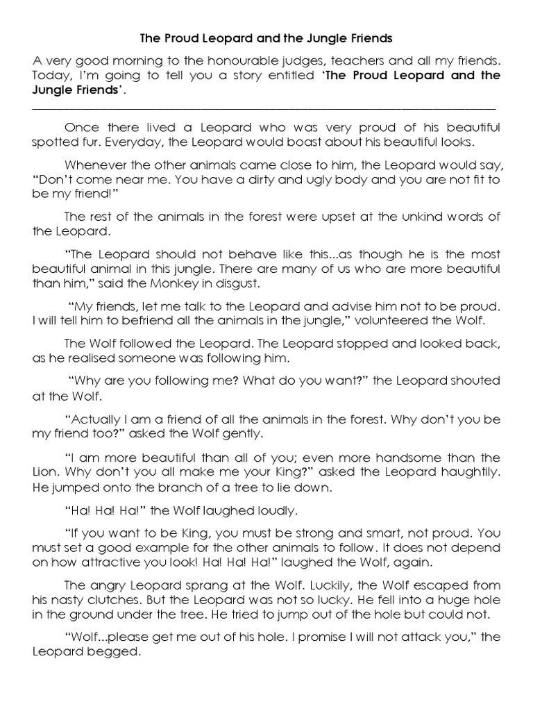The Proud Leopard's Lesson in Friendship | PDF