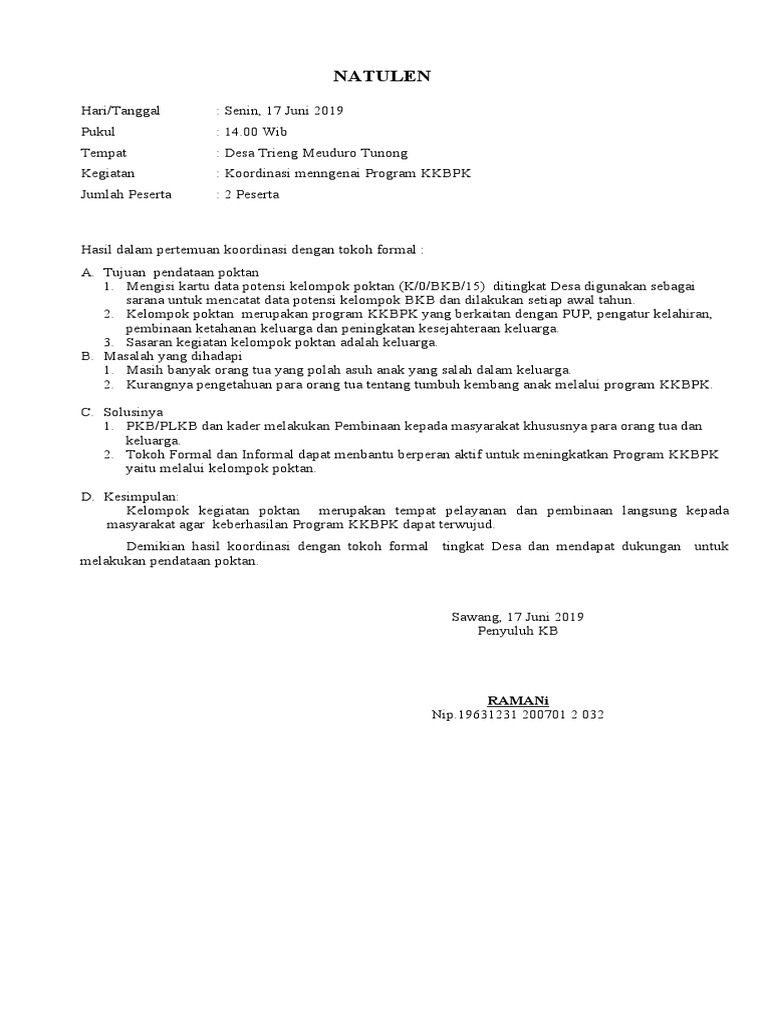 Koordinasi Program KKBPK di Desa Trieng | PDF | Ilmu Sosial