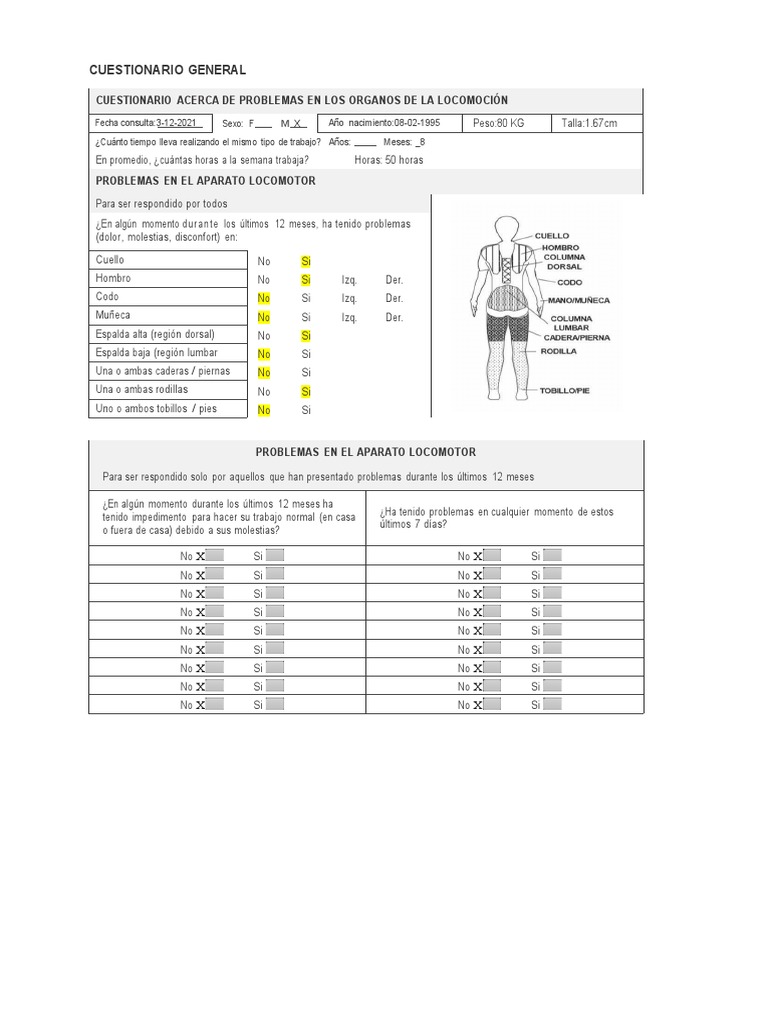 Cuestionario Nórdico de Kuorinkaa | PDF