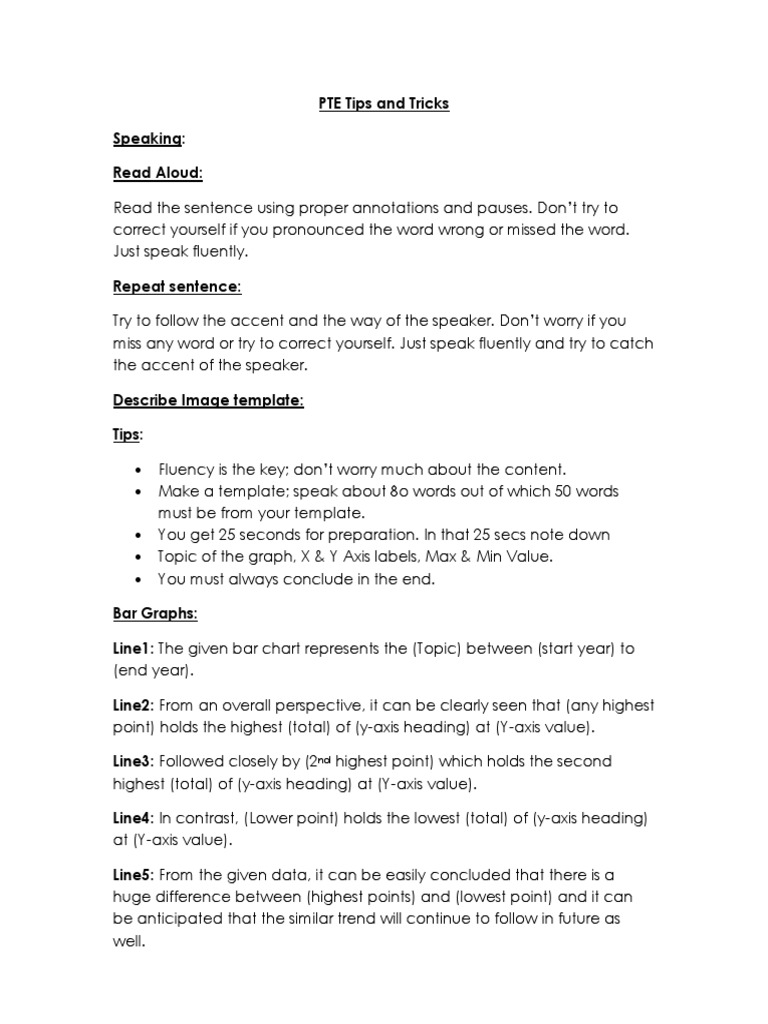 Pte Tips and Tricks | PDF | Chart | Essays