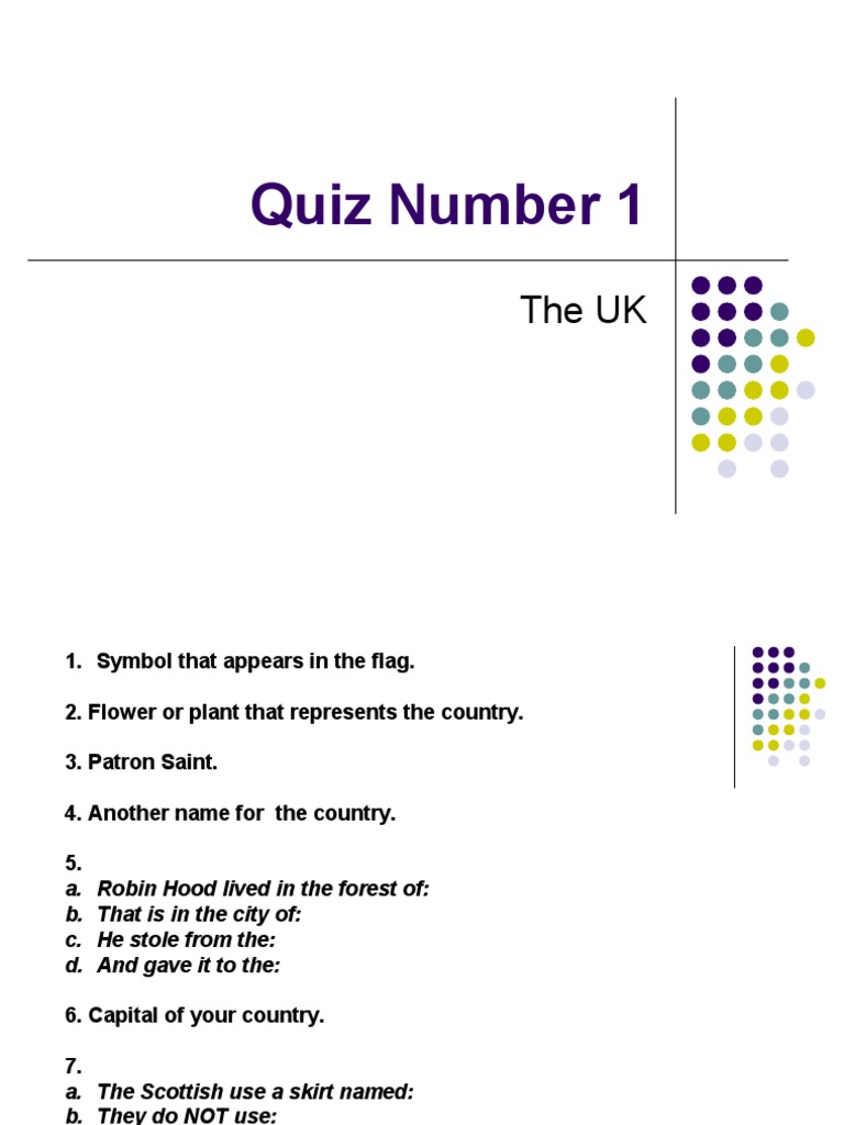 Quiz Number 1: The UK | PDF