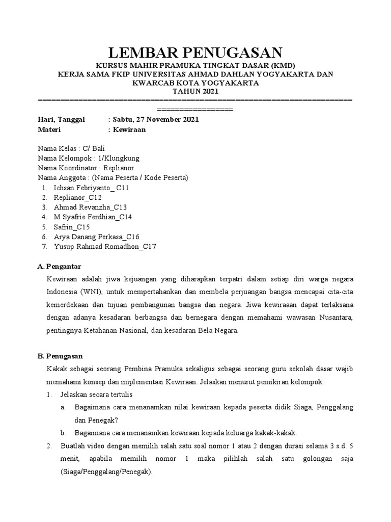 LP1.1. Penugasan Kewiraan K1 | PDF