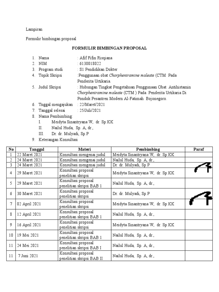 Lembar Bimbingan Afif Fifin Risqiana | PDF