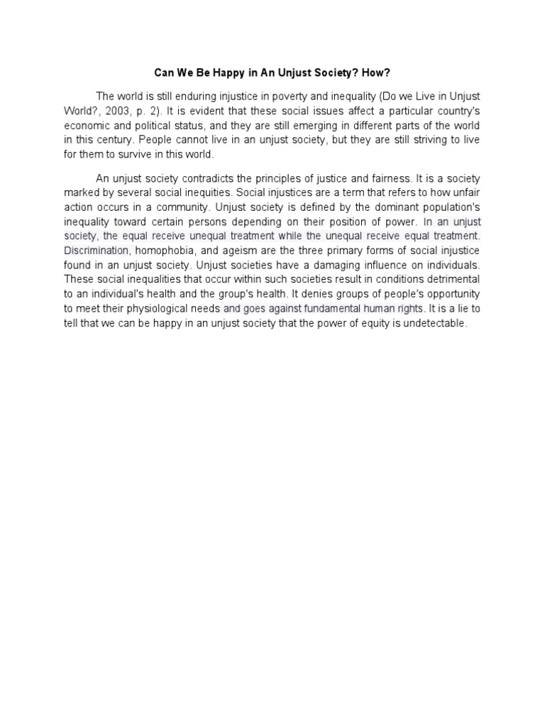 Can We Be Happy in An Unjust Society | PDF | Social Science | Lifestyle