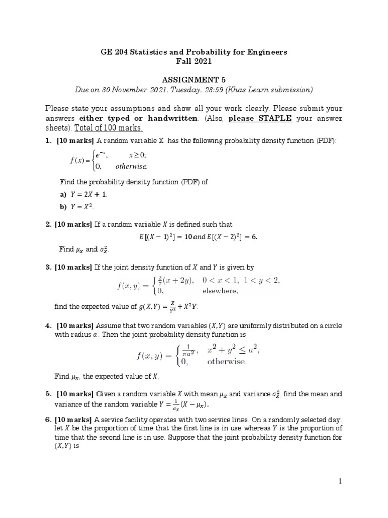 Asst5 F21 | PDF | Probability Density Function | Random Variable