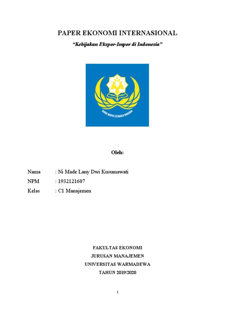 Paper Kebijakan Ekpor-Impor Ekonomi Internasional | PDF