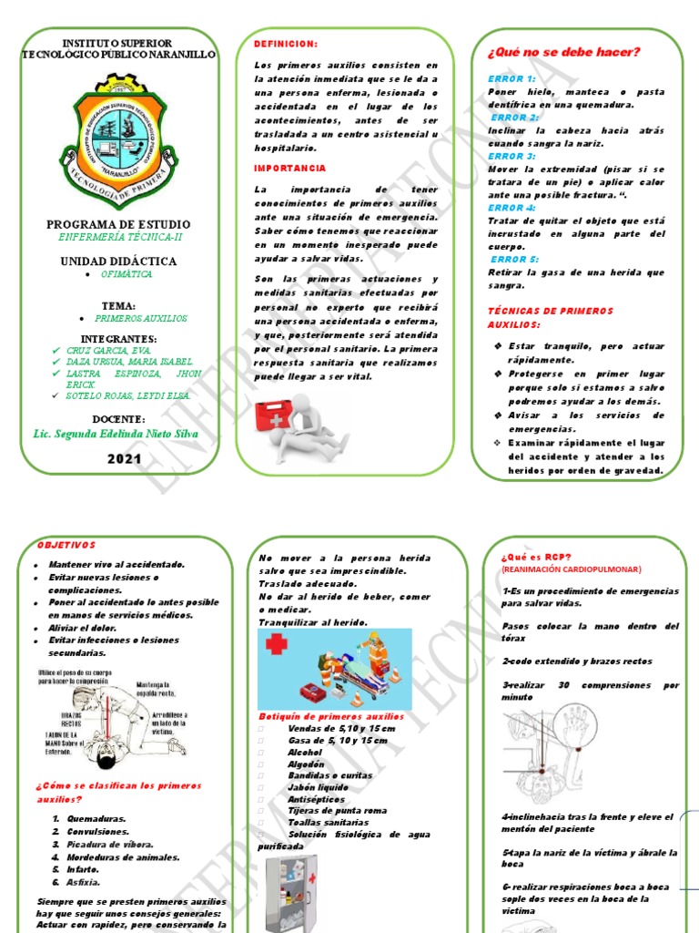Tríptico Ofimática | PDF | Primeros auxilios | Reanimación cardiopulmonar