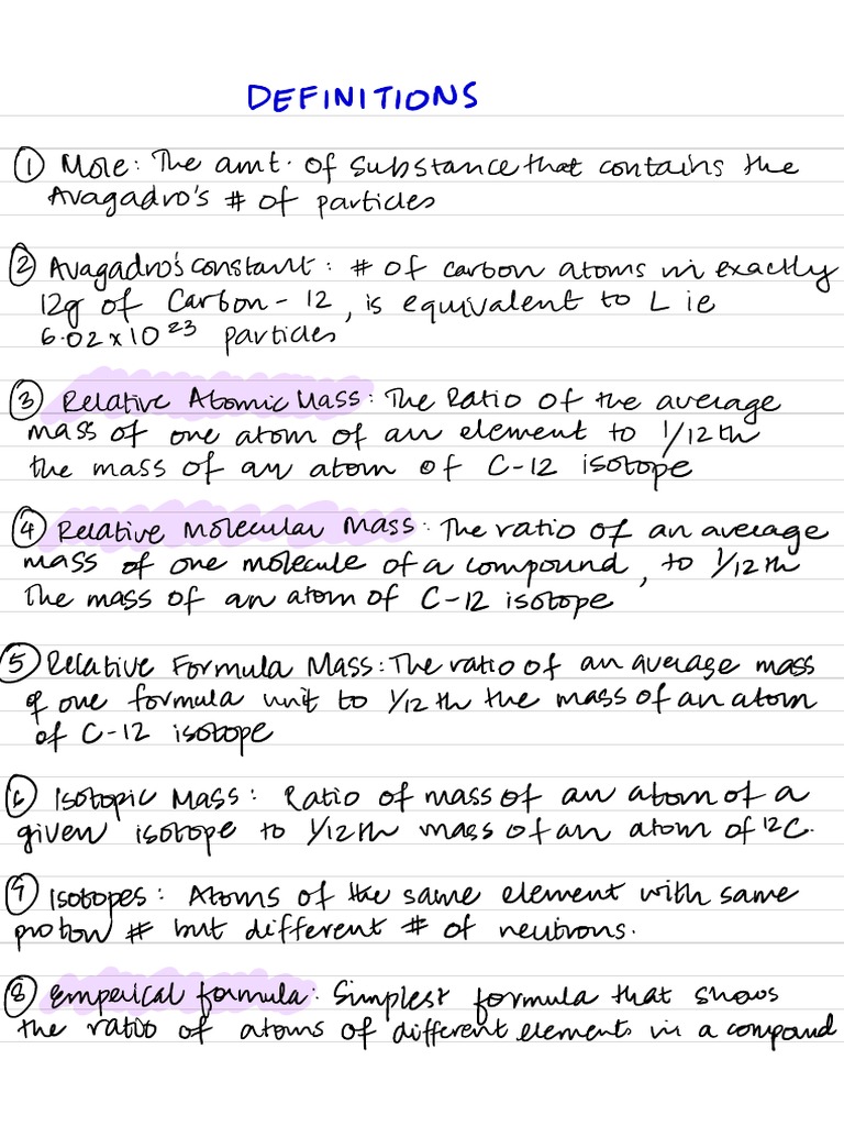 Definitions For As Level Chemistry 9701 | PDF