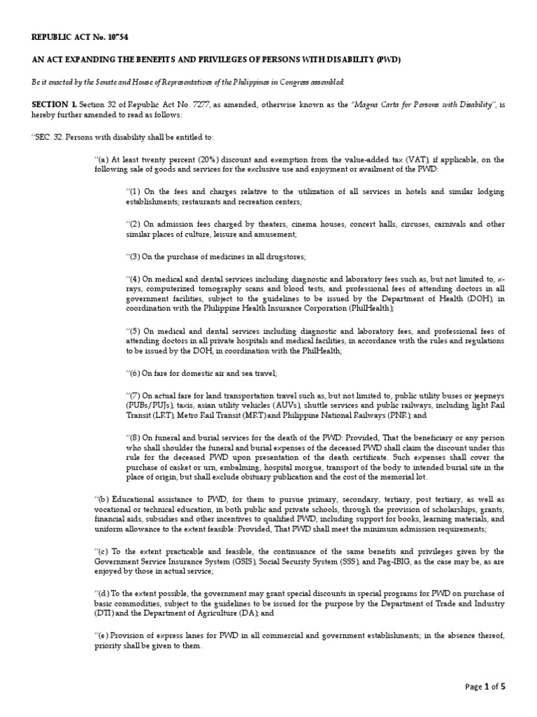 Republic Act No 10754, 9442 | PDF | Taxes | Tax Deduction