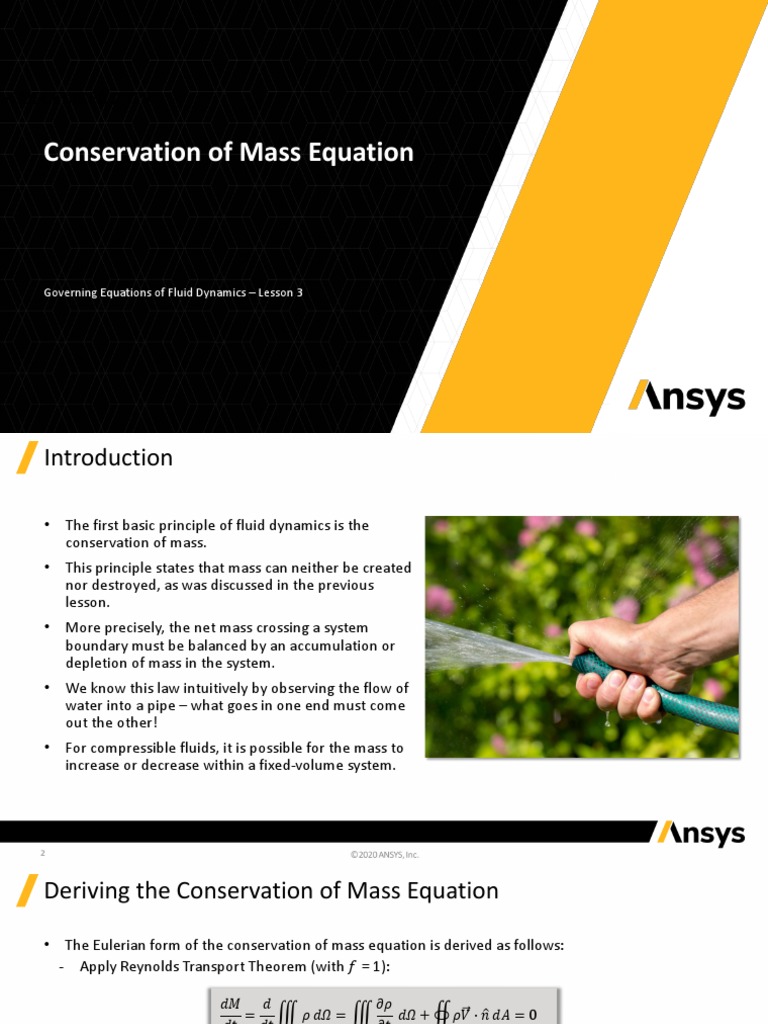 Governing Equations of Fluid Dynamics Lesson3 Conservation of Mass ...