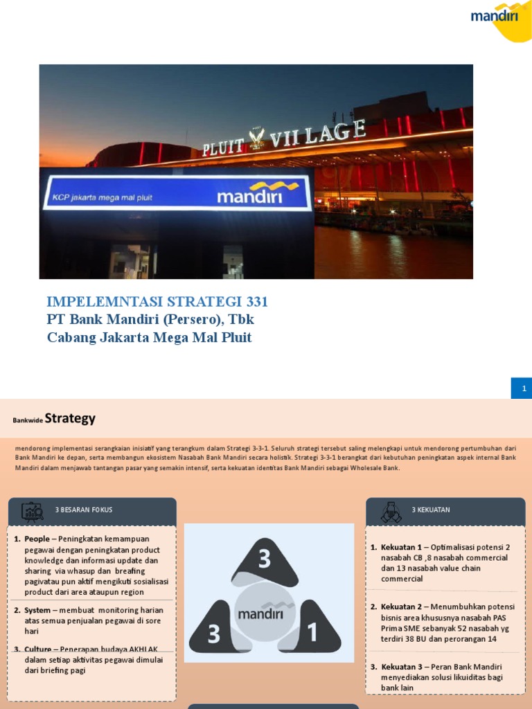 Strategi 3-3-1 Bank Mandiri di Mega Mal Pluit | PDF