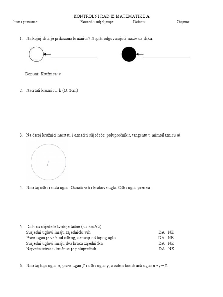 Ugao Kruznica Provjera | PDF